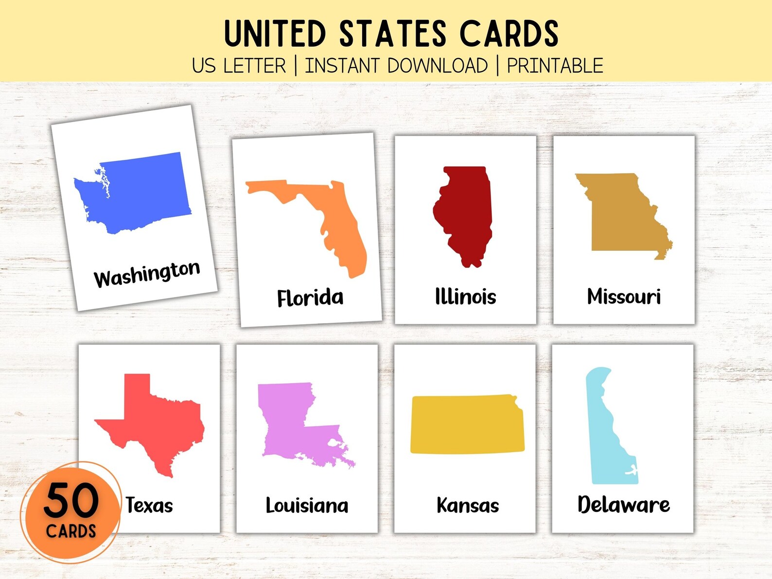Printable Flashcards | US State | Activity Printable | Flash Card ...