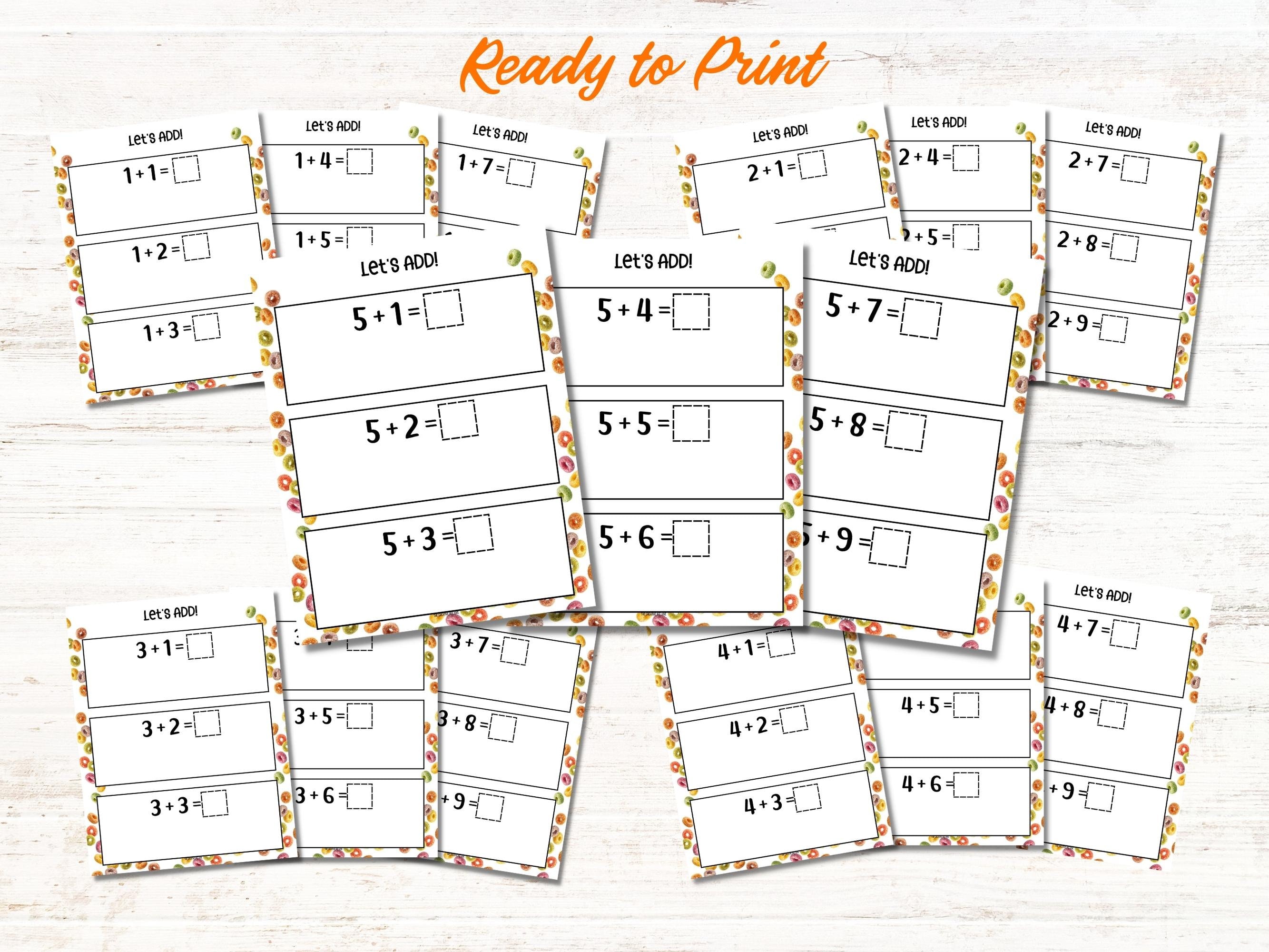 Addition Cereal Mats | Counting Activity | Printable | Kindergarten ...