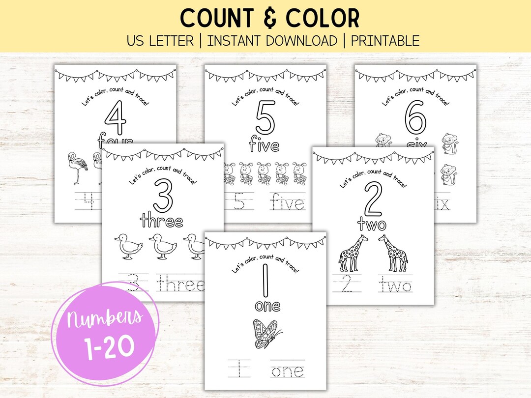 Color Counting | Number Tracing | Numbers 1-20 | Printable Activity ...