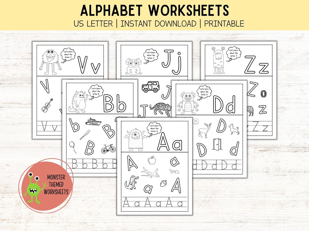Monster Preschool Worksheets | Alphabet Coloring | Alphabet Learning ...