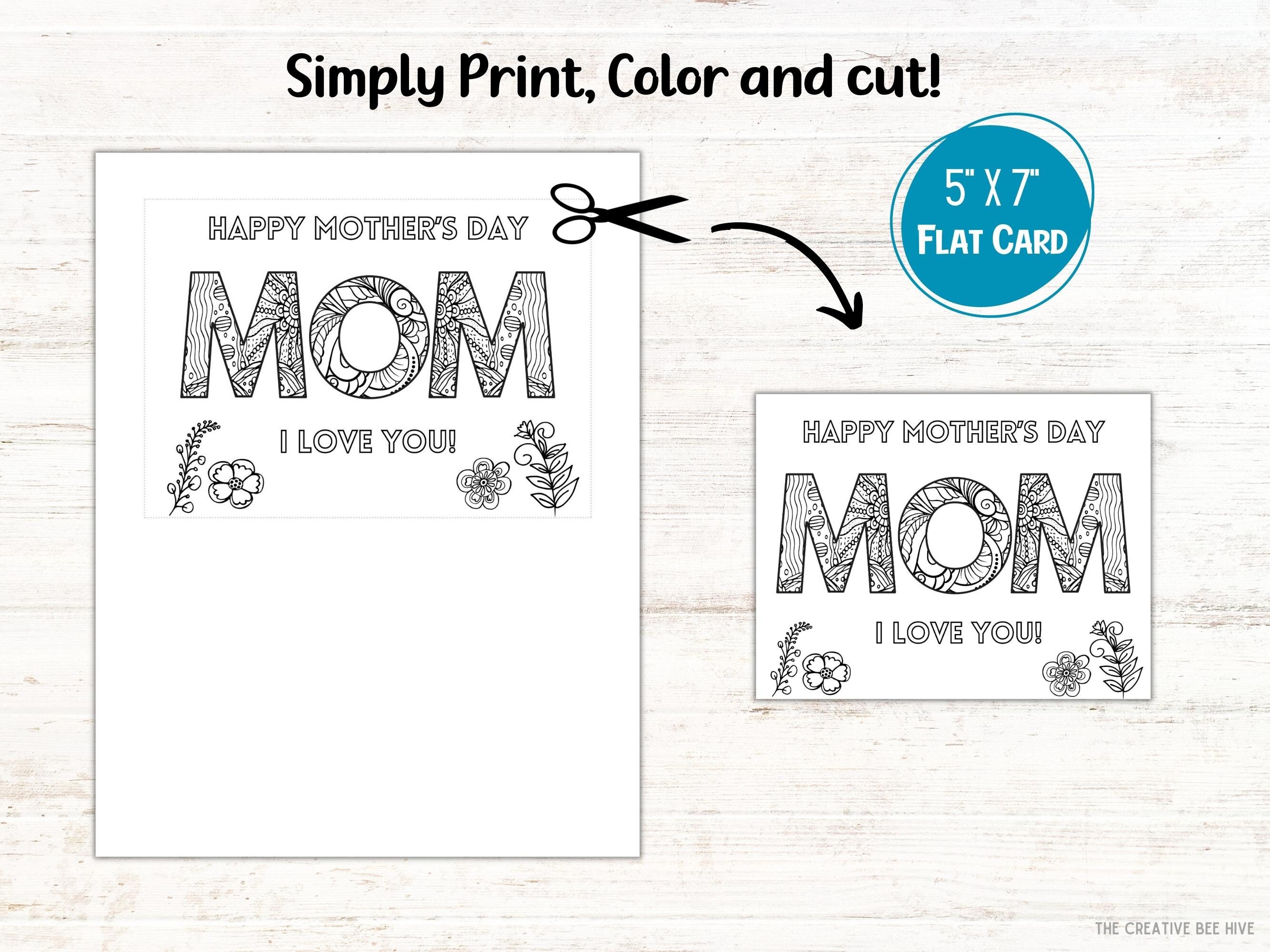 Mother's Day Coloring Sheet | Printable Card | Digital Download - Etsy
