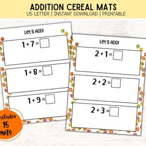Addition Cereal Mats | Counting Activity | Printable | Kindergarten ...