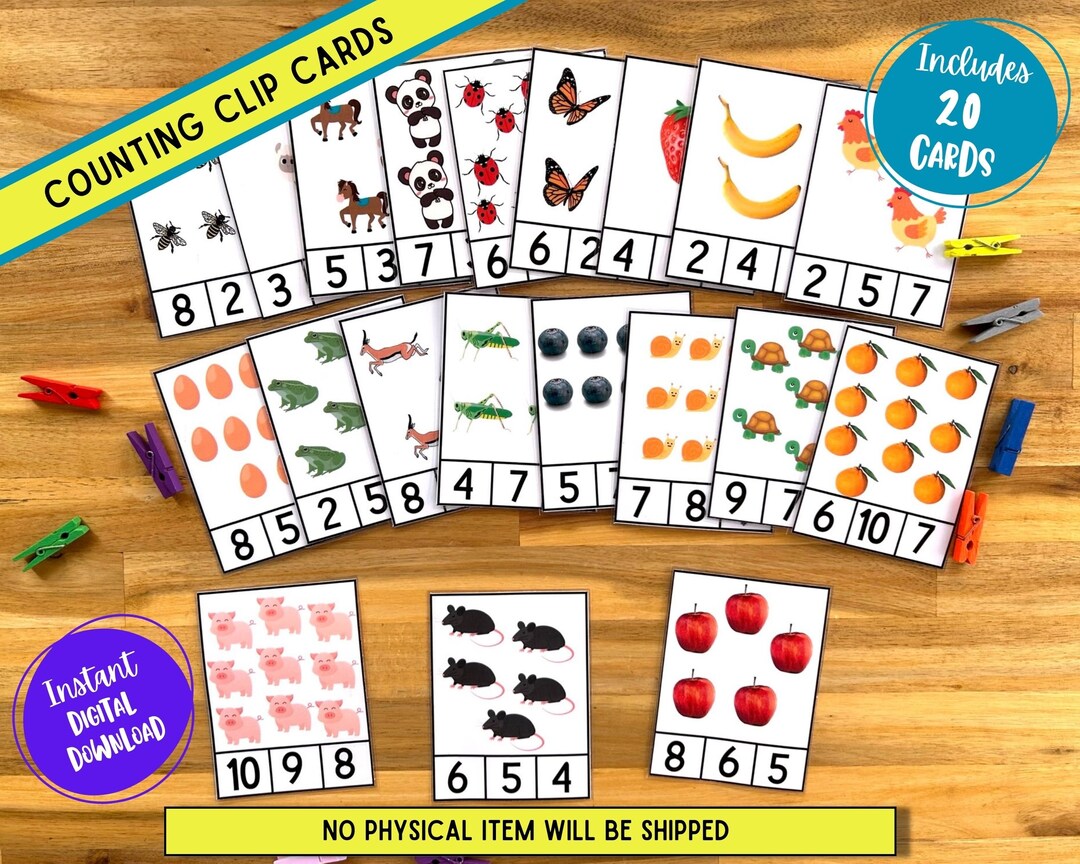 Counting Clip Cards Numbers 1-10 Toddler Activity - Etsy