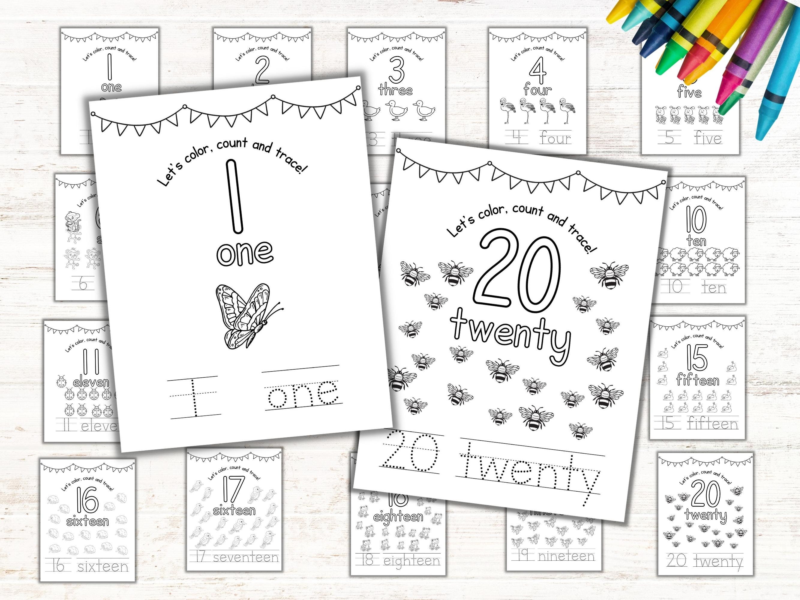 Color Counting | Number Tracing | Numbers 1-20 | Printable Activity ...