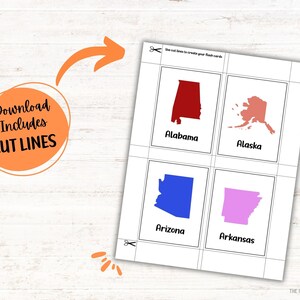 Printable Flashcards | US State | Activity Printable | Flash Card ...