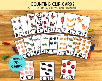 Montessori Buttons Clip Cards for Toddler, Numbers 1-10, Preschool ...