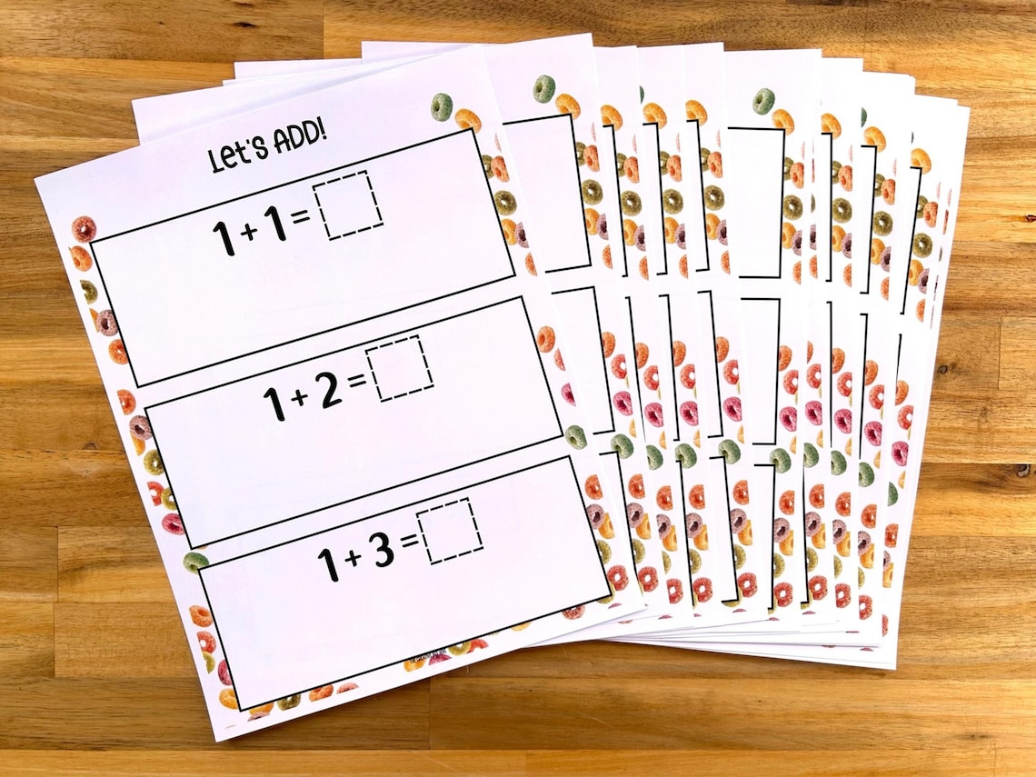 Addition Cereal Mats | Counting Activity | Printable | Kindergarten ...