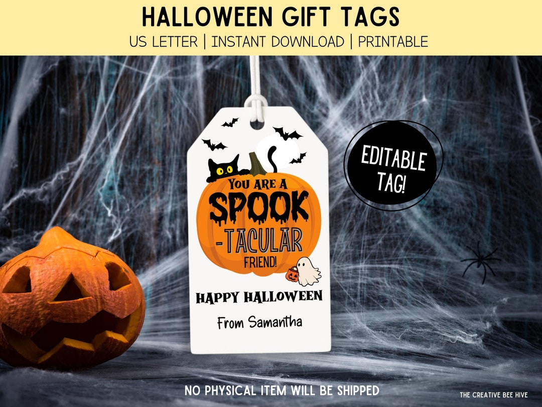 Editable Halloween Tag Editable Tag Kids Halloween Gift Bag Tag ...