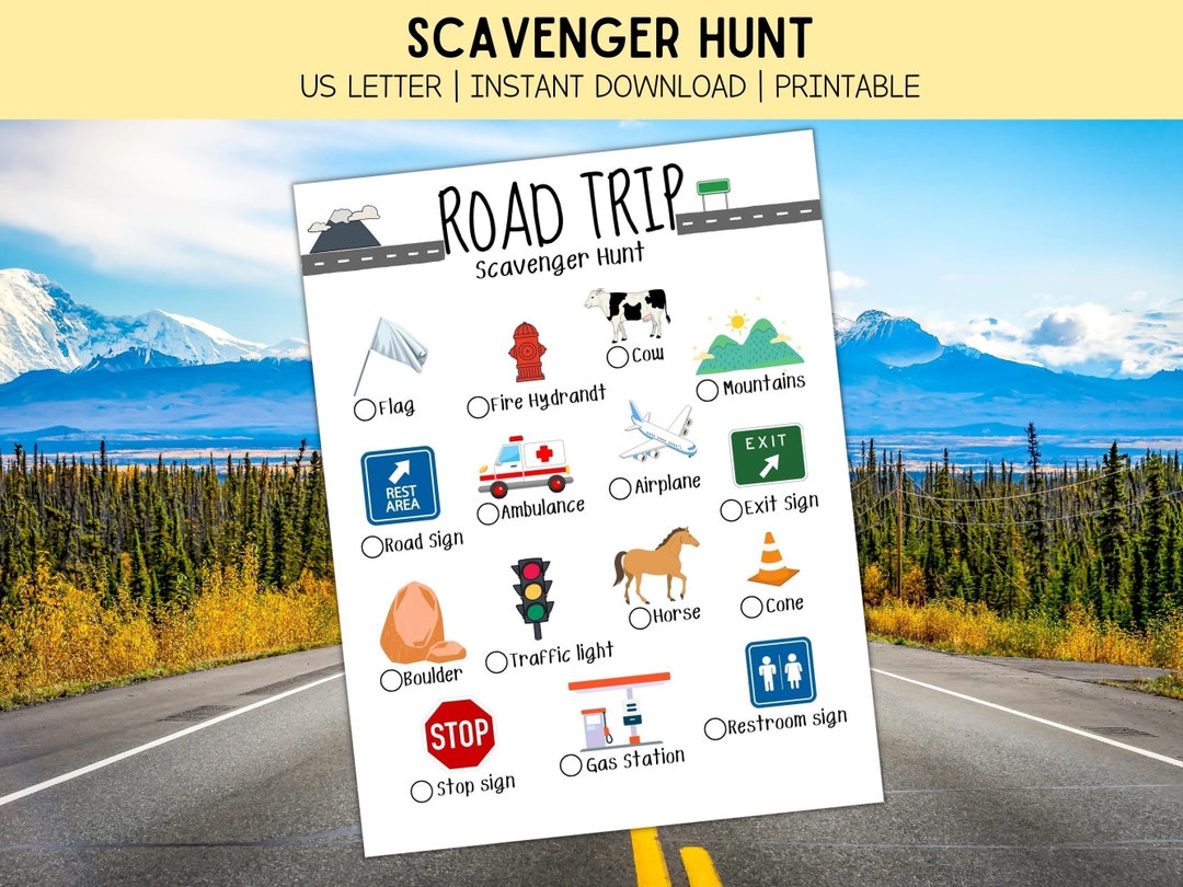 Road Trip Scavenger Hunt Printable | Activity for Kids | Road Trip Game ...