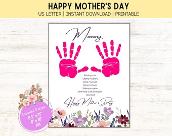 Mother's Day Gift From Kids Printable Handprint Keepsake Mom Gift ...