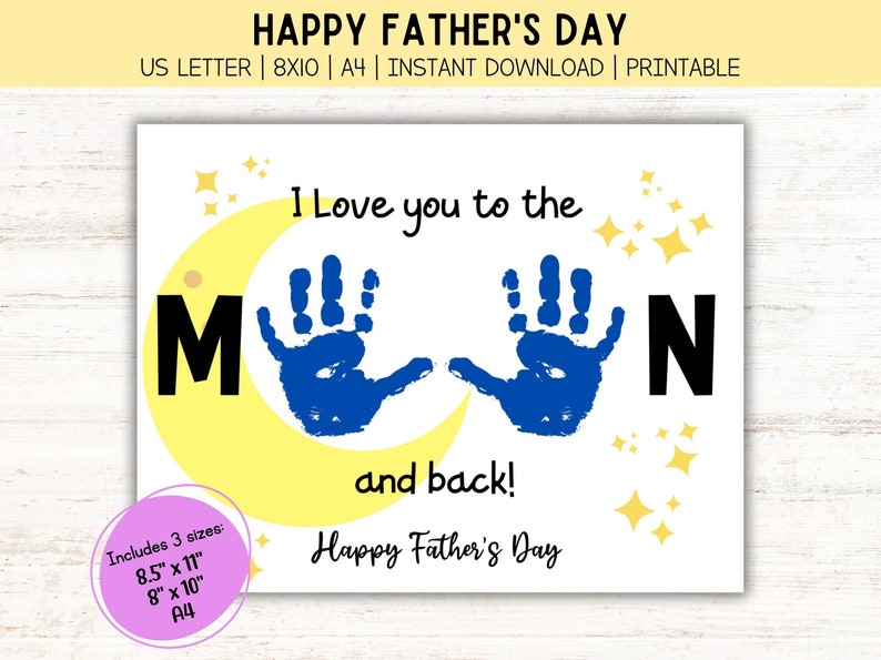 Printable Handprint | Handprint Craft | Father's Day Gift | to the Moon ...