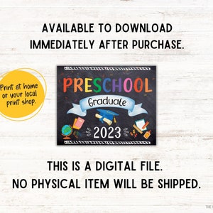 Printable Preschool Graduate Sign 2023 | Last Day of Preschool ...