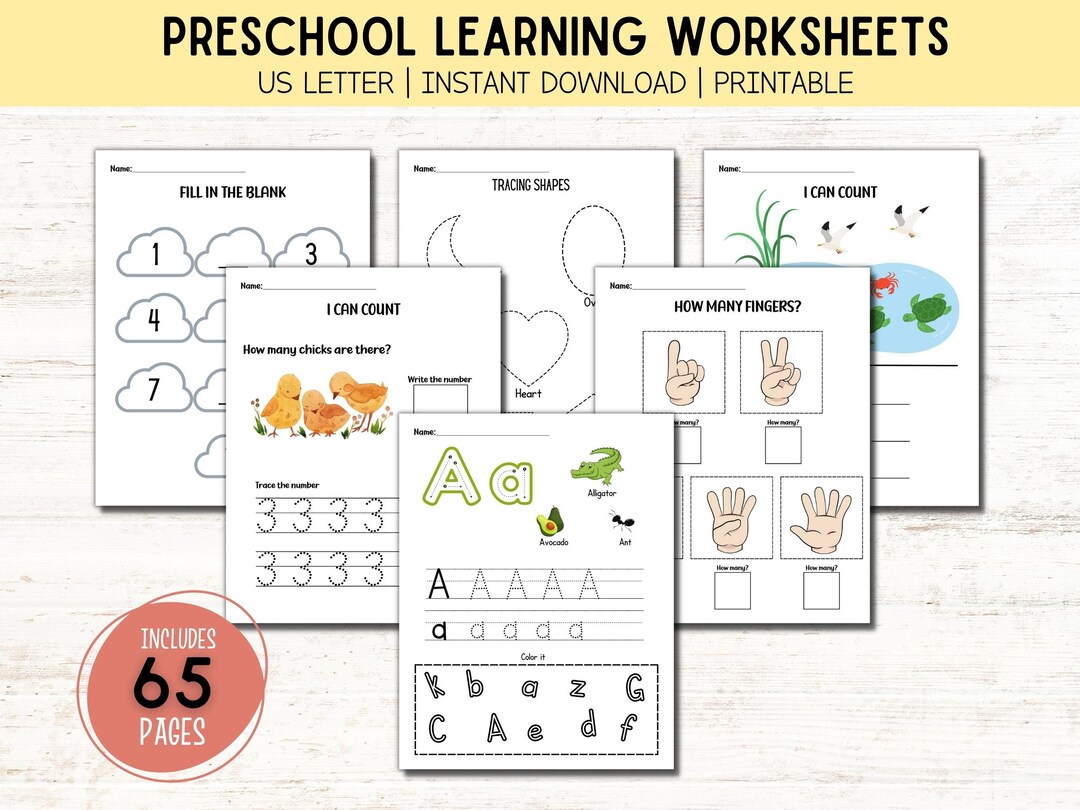 Preschool Learning Activity Bundle Alphabet Learning Counting Practice ...