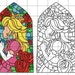 Princess Peach Stained Glass Window Bundle PNG Color/black & White ...