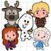 Frozen Chibi PNG Elsa Anna Kristoff Sven Olaf Hand Drawn Perfect for ...