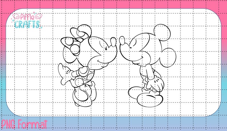Mickey and Minnie Chibi Kiss High Quality PNG Colour & Outline Wedding ...