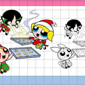 Christmas Powerpuff Girls PNG Files Hand Drawn Bubbles Blossom ...