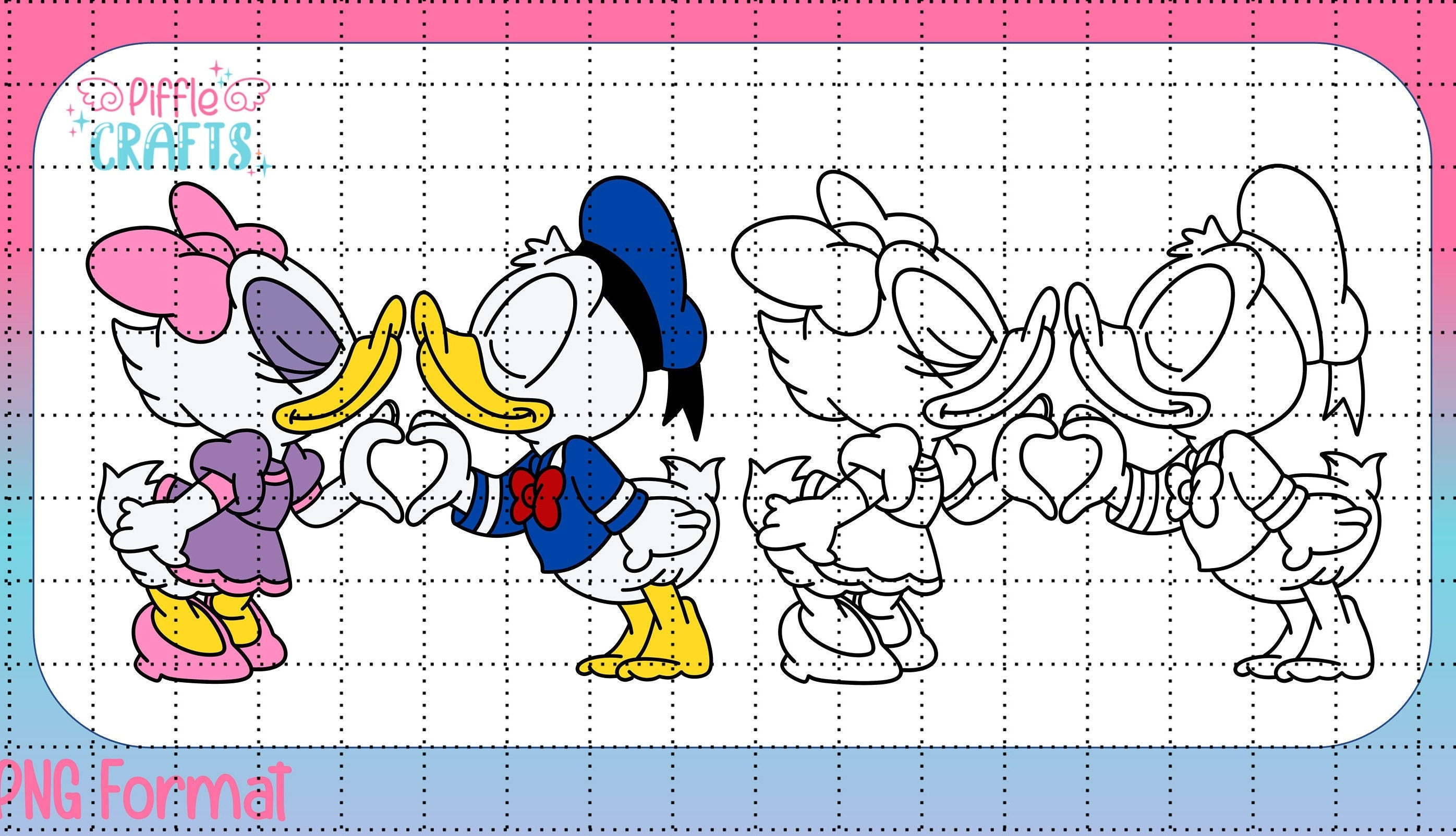 Chibi Cute Donald Duck & Daisy Duck Kiss PNG - Etsy