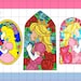 Princess Peach Stained Glass Window Bundle PNG Color/black & White ...