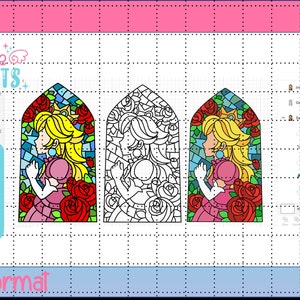 Princess Peach Stained Glass Window SVG/PNG Color/black & White Mario ...