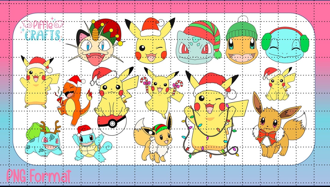 Christmas Pokemon Bundle Pocket Monster PNG Pikachu Meowth Evee ...