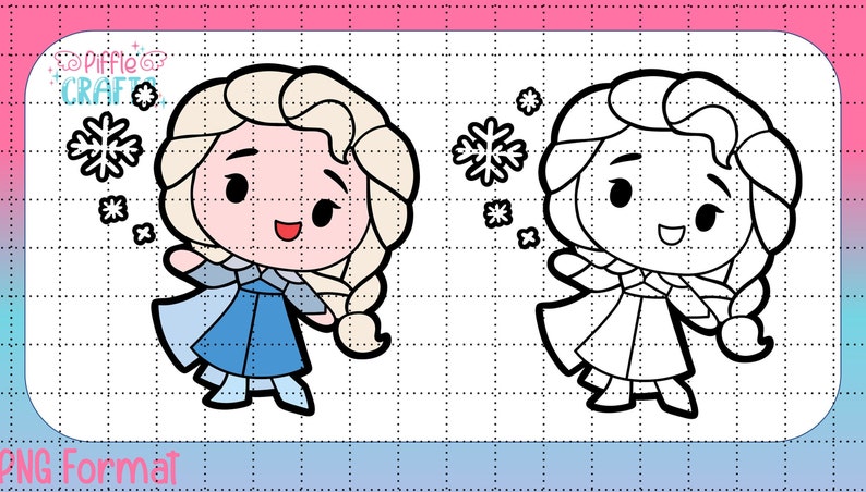 Frozen Chibi PNG Elsa Anna Kristoff Sven Olaf Hand Drawn Perfect for ...