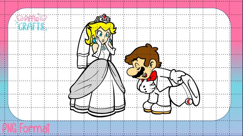 Mario & Princess Peach Wedding PNG - Etsy