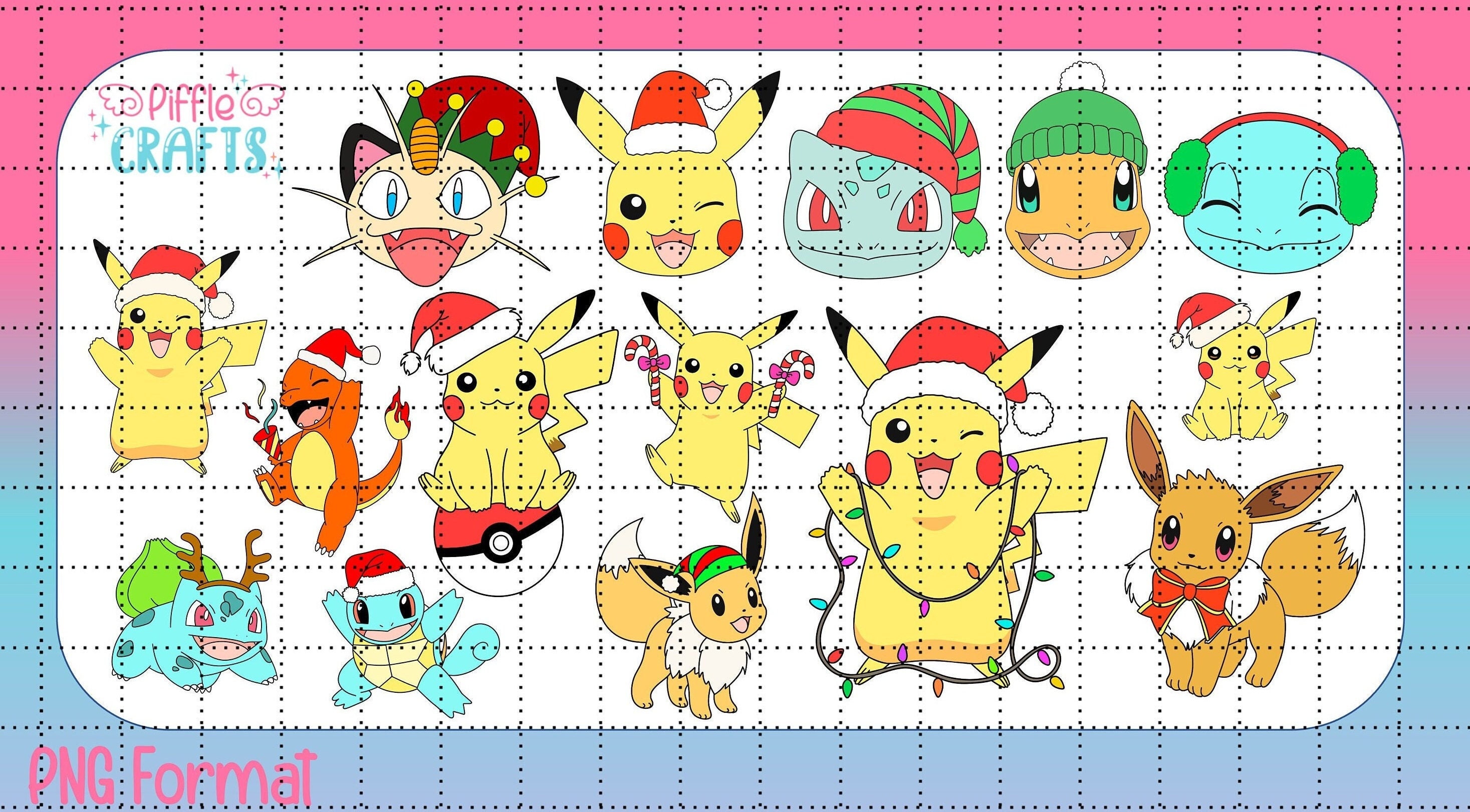 Christmas Pokemon Bundle Pocket Monster PNG & SVG Pikachu Meowth Eevee ...