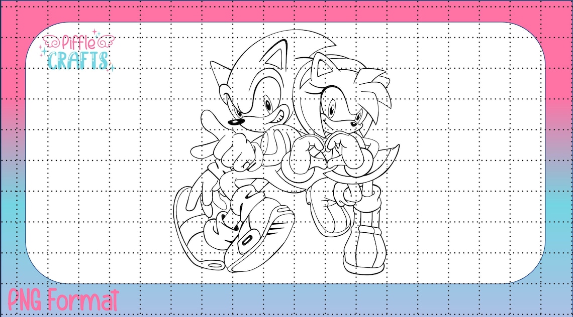 Sonic & Amy PNG Colour/outline Sonic the Hedgehog Amy Rose - Etsy