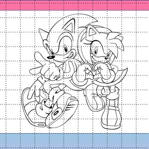Sonic & Amy PNG Colour/outline Sonic the Hedgehog Amy Rose - Etsy