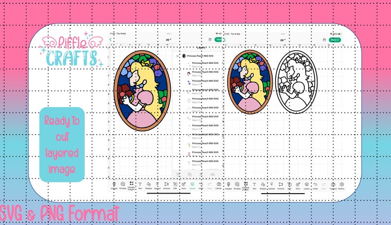 Princess Peach Stained Glass Window Bundle PNG & SVG - Etsy
