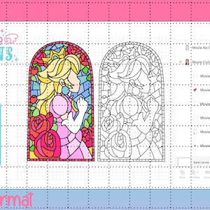 Princess Peach Stained Glass Window Bundle PNG & SVG Color/black-white ...