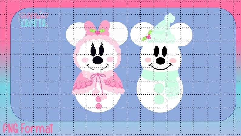Mickey & Minnie Mouse Custom Snowmen PNG - Etsy