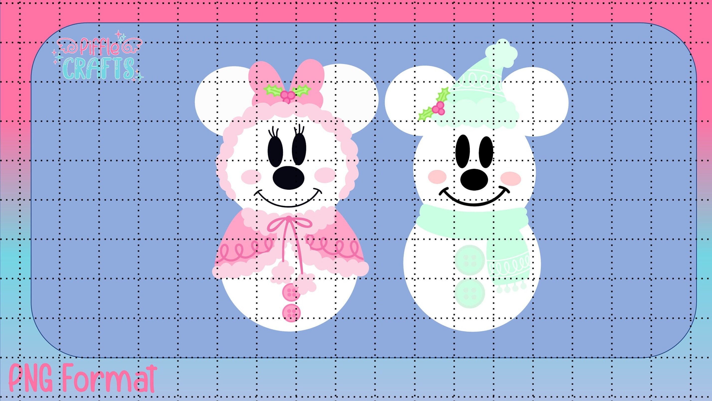 Mickey & Minnie Mouse Custom Snowmen PNG - Etsy
