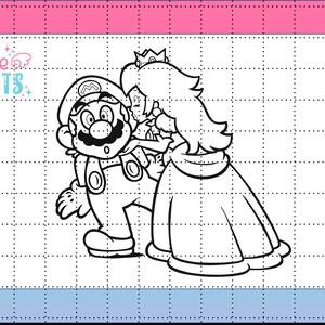 Mario & Princess Peach Kiss PNG - Etsy
