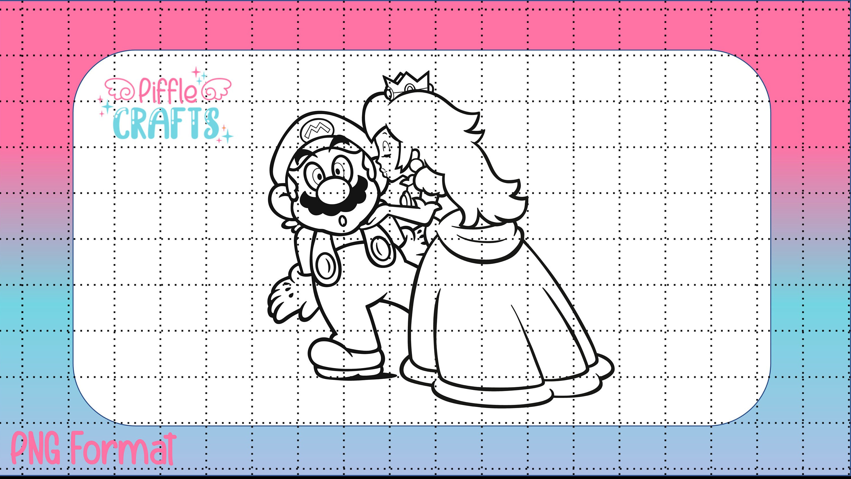 Mario & Princess Peach Kiss PNG - Etsy