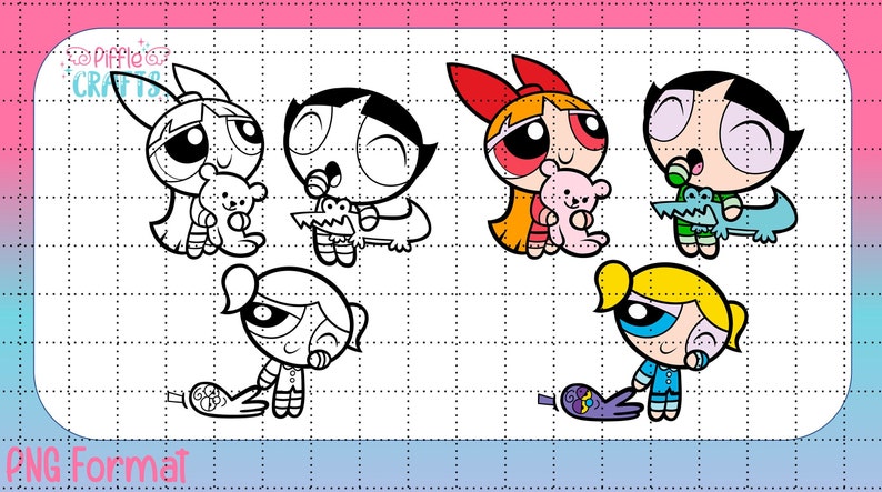 Powerpuff Girls Bundle 2 Bedtime PNG Files Hand Drawn Bubbles Blossom ...