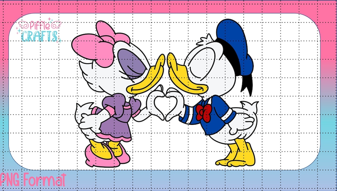 Chibi Cute Donald Duck & Daisy Duck Kiss PNG - Etsy