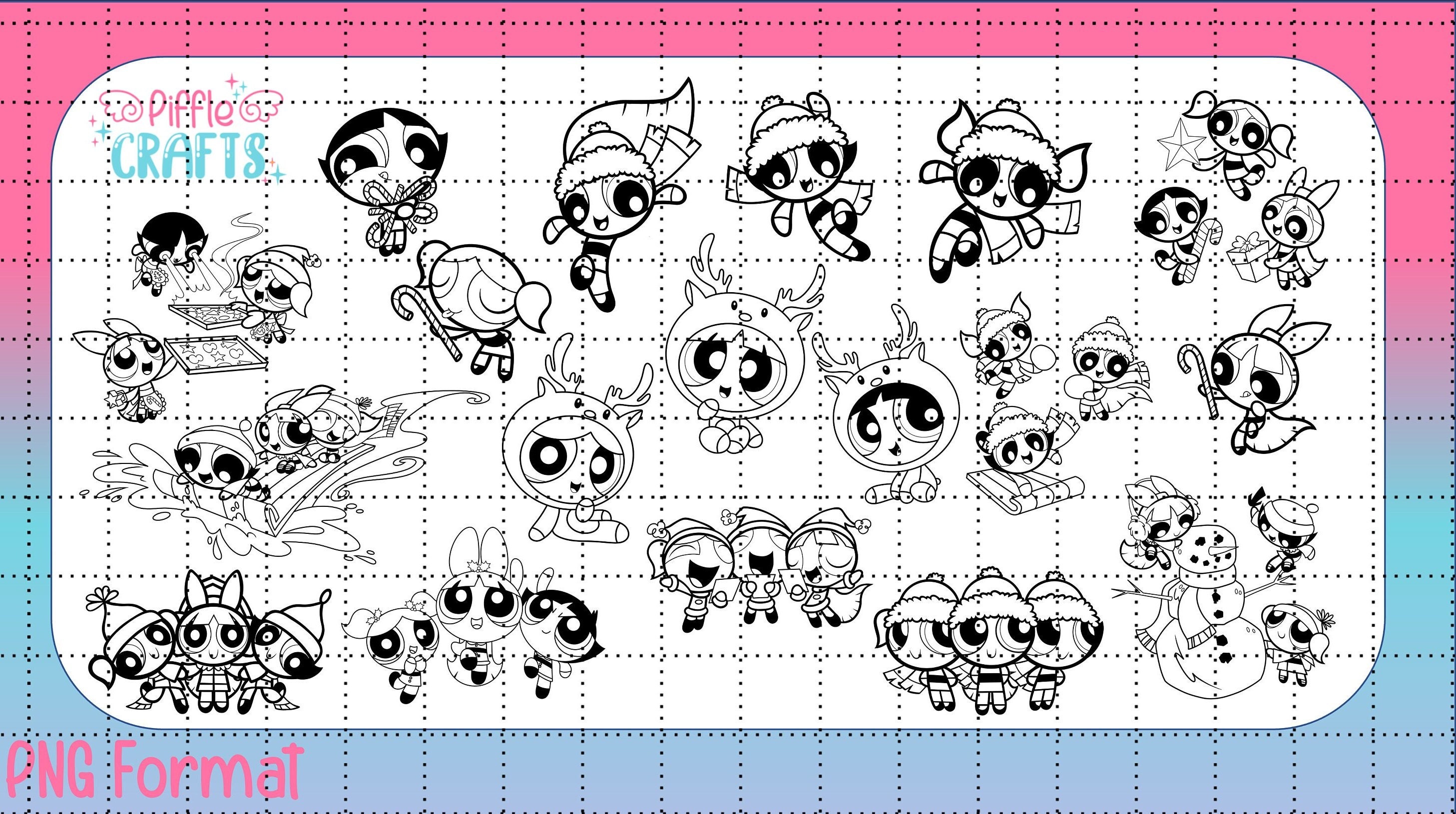 Christmas Powerpuff Girls PNG Files Hand Drawn Bubbles Blossom ...