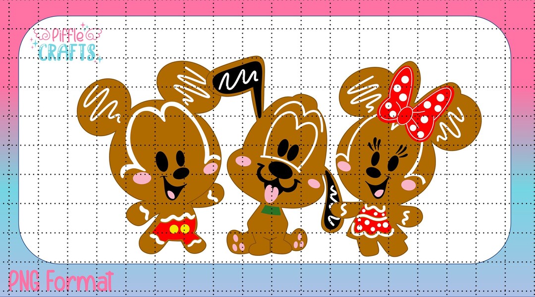 Fab 5 Gingerbread PNG Mickey Minnie Donald Daisy Goofy Pluto - Etsy