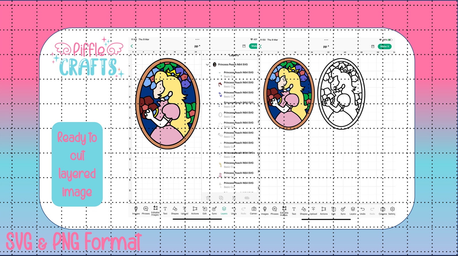 Princess Peach Stained Glass Window SVG PNG Color/black & White N64 - Etsy
