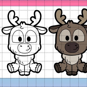 Frozen Chibi PNG Elsa Anna Kristoff Sven Olaf Hand Drawn Perfect for ...