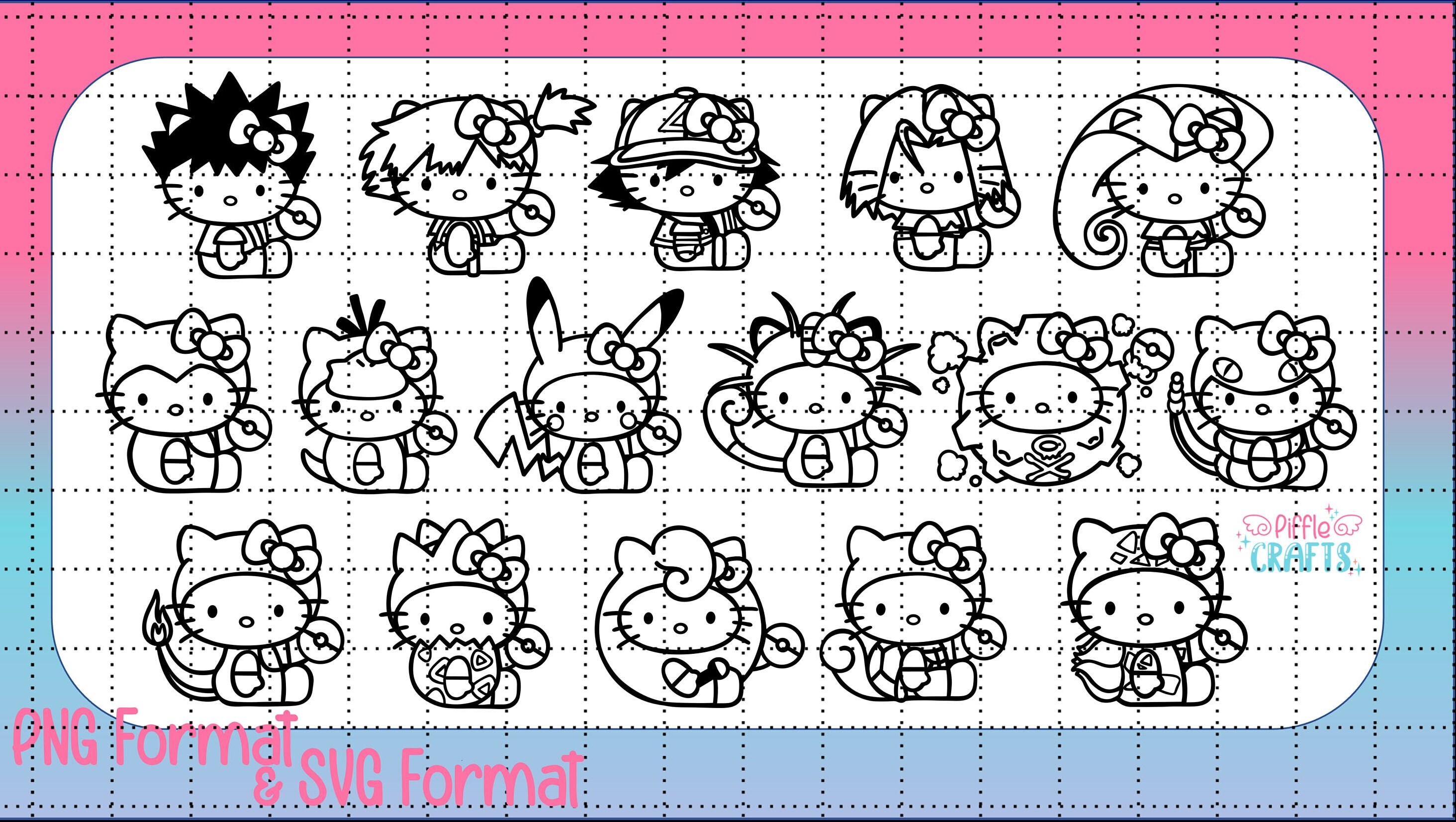 Kitty Pocket Monster SVG & PNG 16 Images Layered by Colour - Etsy