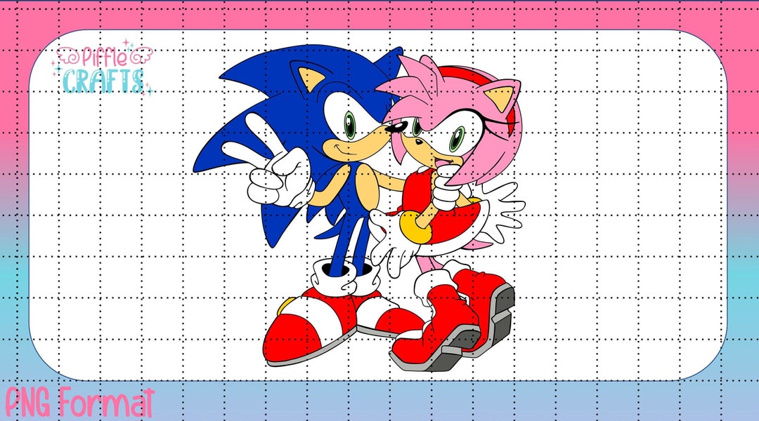 Sonic the Hedgehog & Amy Rose PNG 4 Files Colour/outline - Etsy