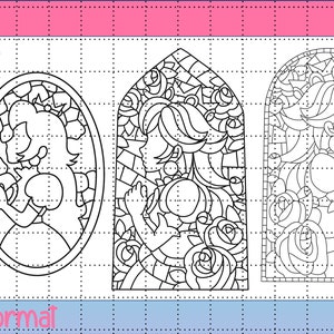 Princess Peach Stained Glass Window Bundle PNG & SVG Color/black-white ...
