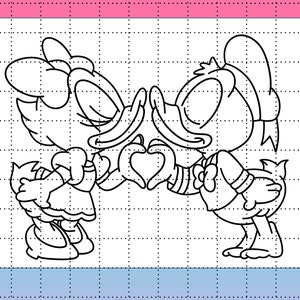 Chibi Cute Donald Duck & Daisy Duck Kiss PNG - Etsy