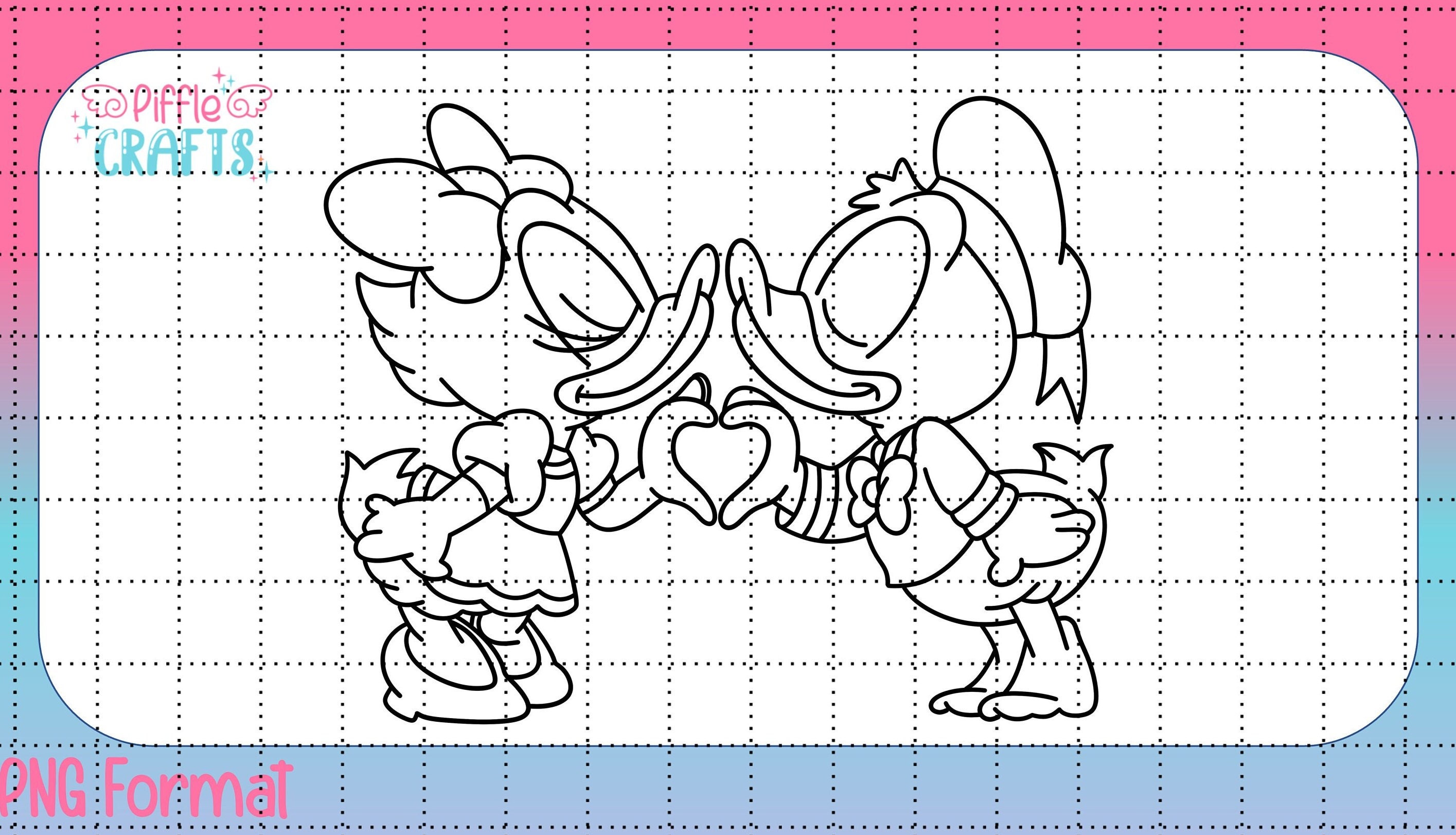 Chibi Cute Donald Duck & Daisy Duck Kiss PNG - Etsy