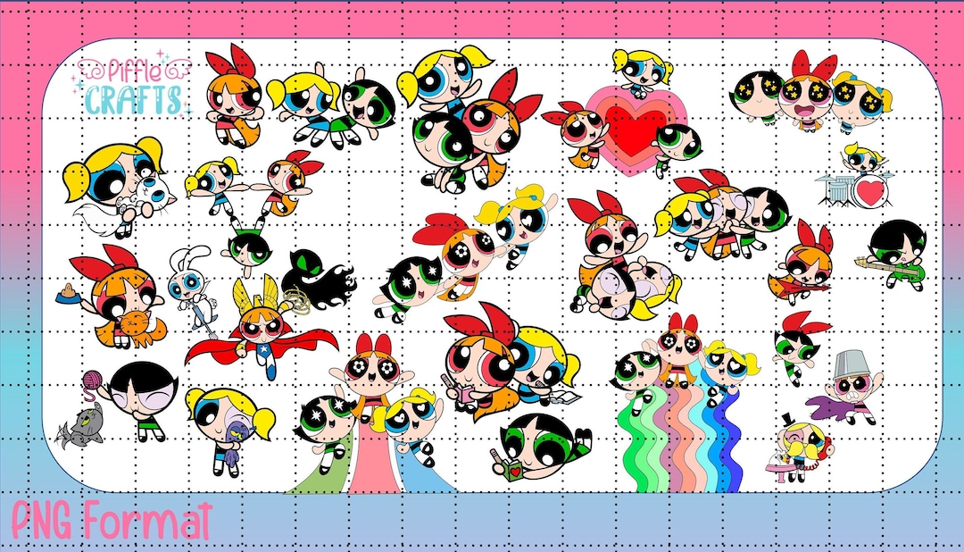 Powerpuff Girls Bundle 1 PNG Files Hand Drawn Bubbles Blossom Buttercup ...