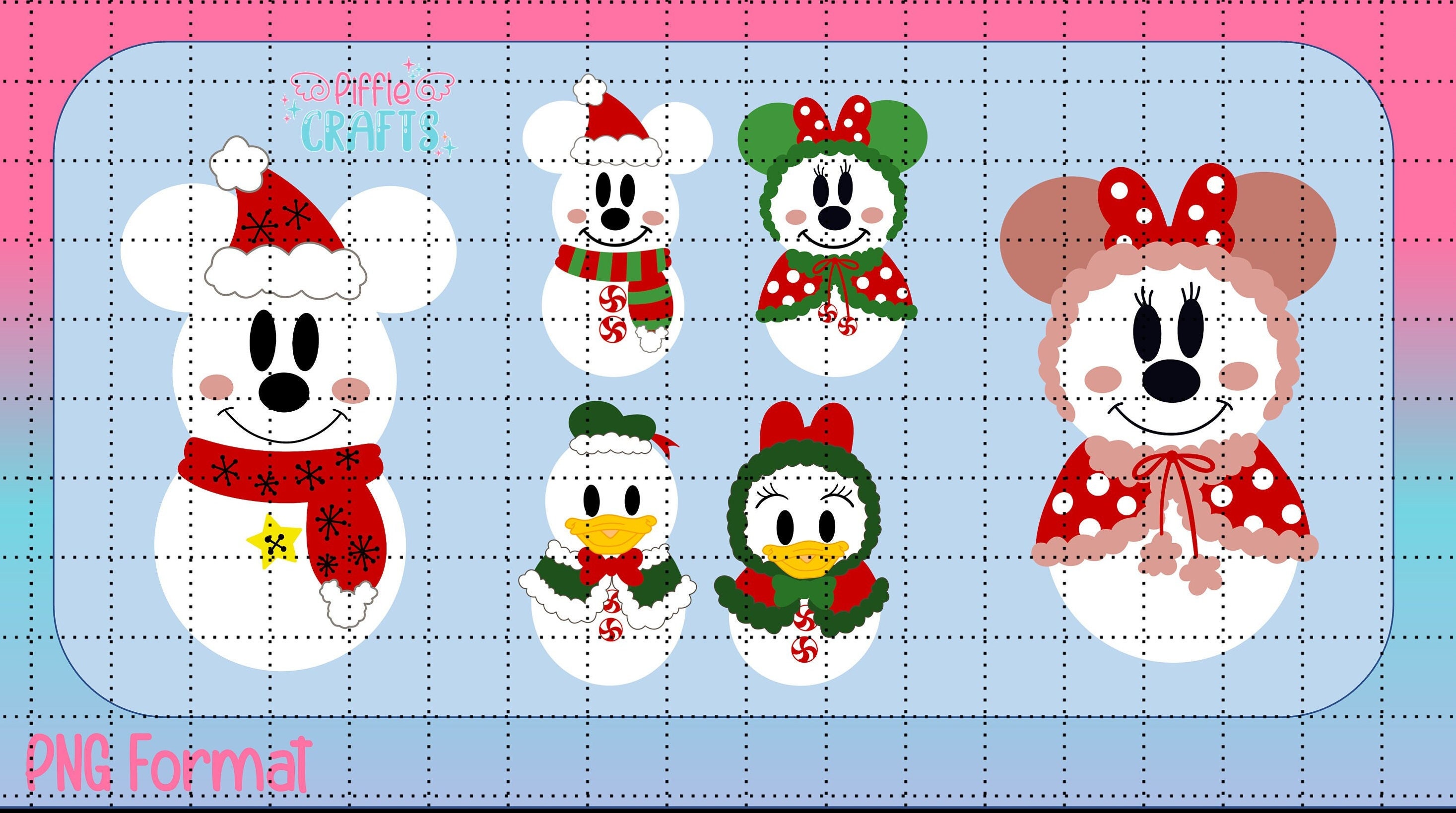 Mickey Minnie Donald Daisy Snowmen - PNG (variety of Colour ...