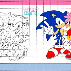 Sonic the Hedgehog & Amy Rose PNG 4 Files Colour/outline - Etsy
